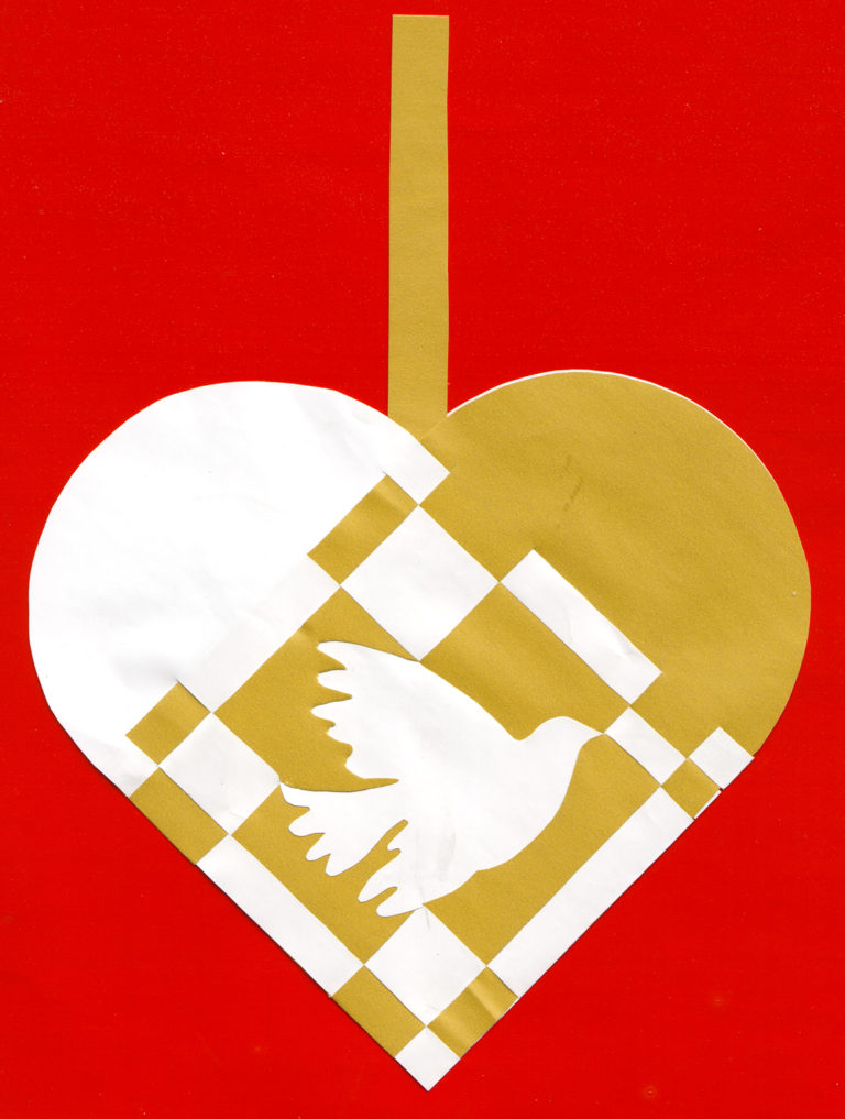 18. December - Julehjerte med due - flettedehjerter.dk